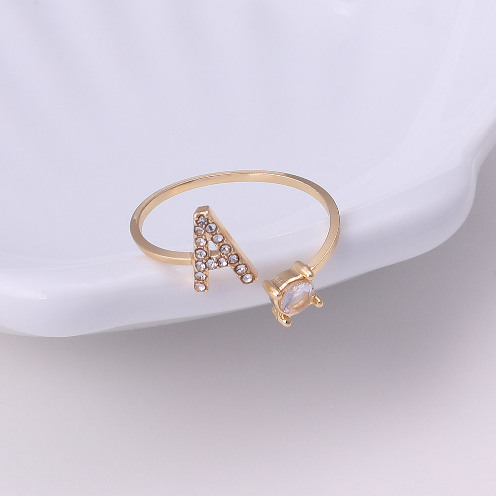 Adjustable Women's Letter Ring in Silver and Gold - Awessories