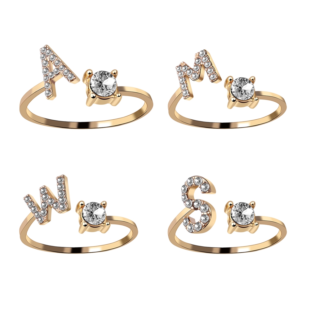 Adjustable Women's Letter Ring in Silver and Gold - Awessories