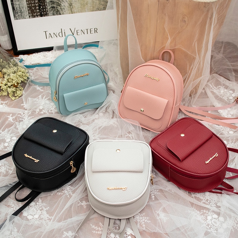 Women's Mini Leather Backpack - Awessories