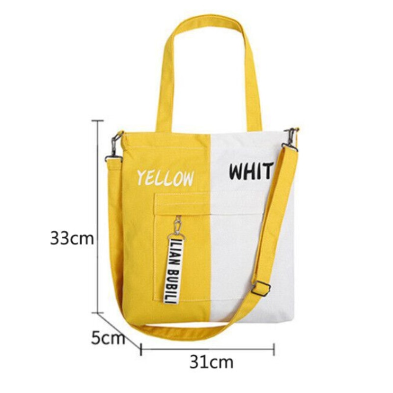 Women's Stylish Two Tone Canvas Tote Bag - Awessories