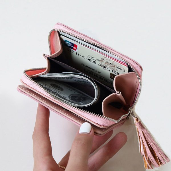 Fashionable Compact Pink Wallet with Tassel - Home Goods, Clothing ...