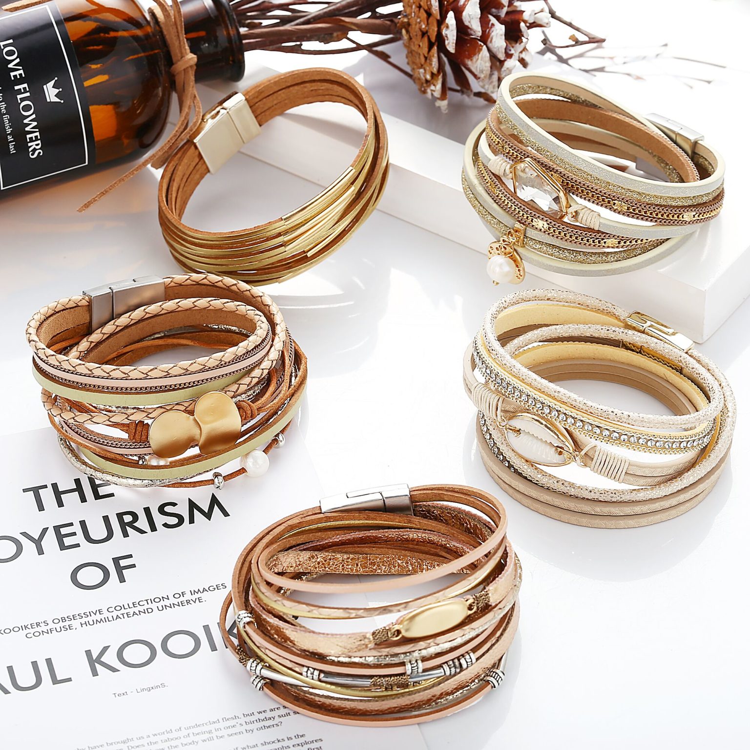Women's Design Vintage Multiple Layer Leather Bracelet - Home Goods ...